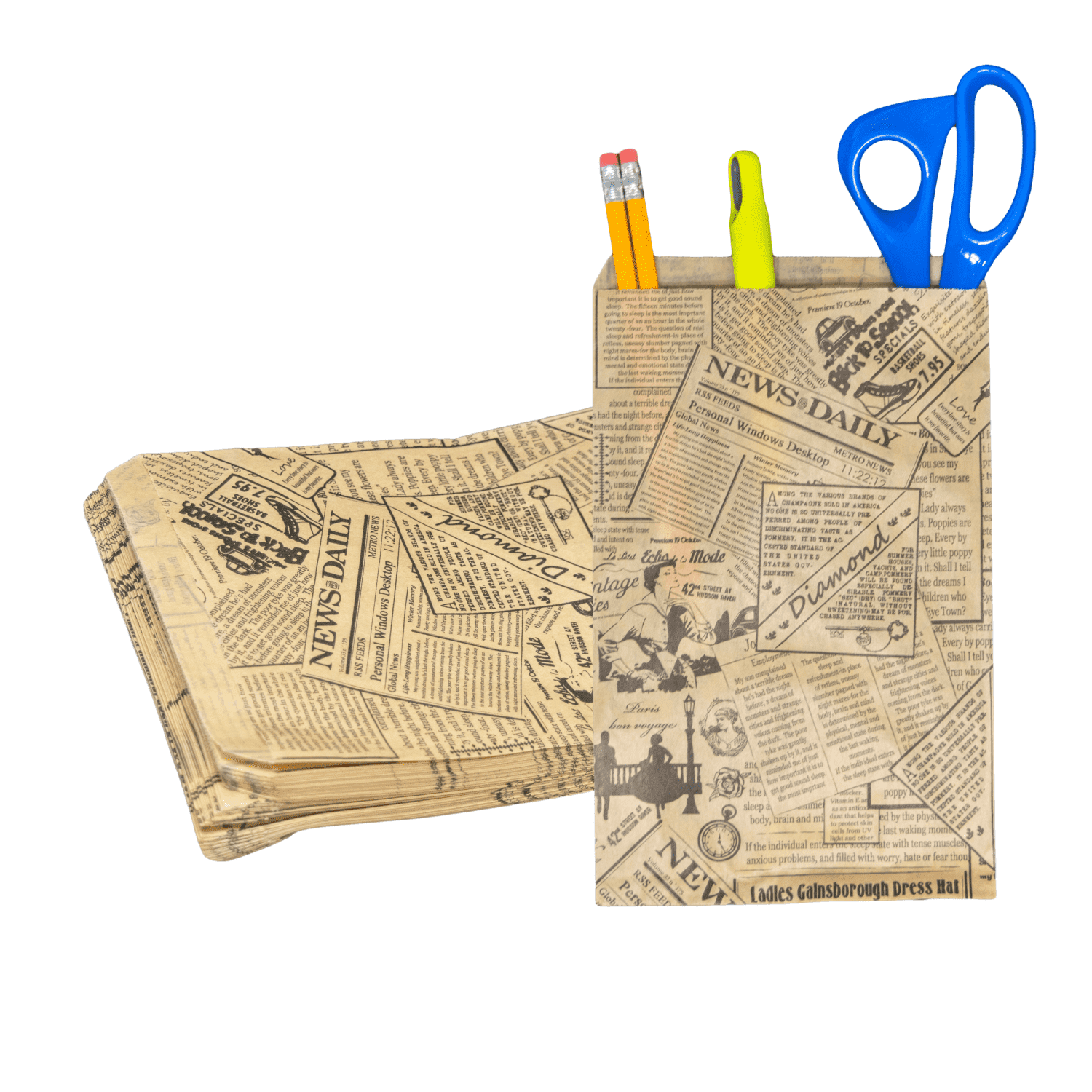 Novel Box 100 Pack Newsprint Kraft Print 6x9" Paper Bags - Birthday ...