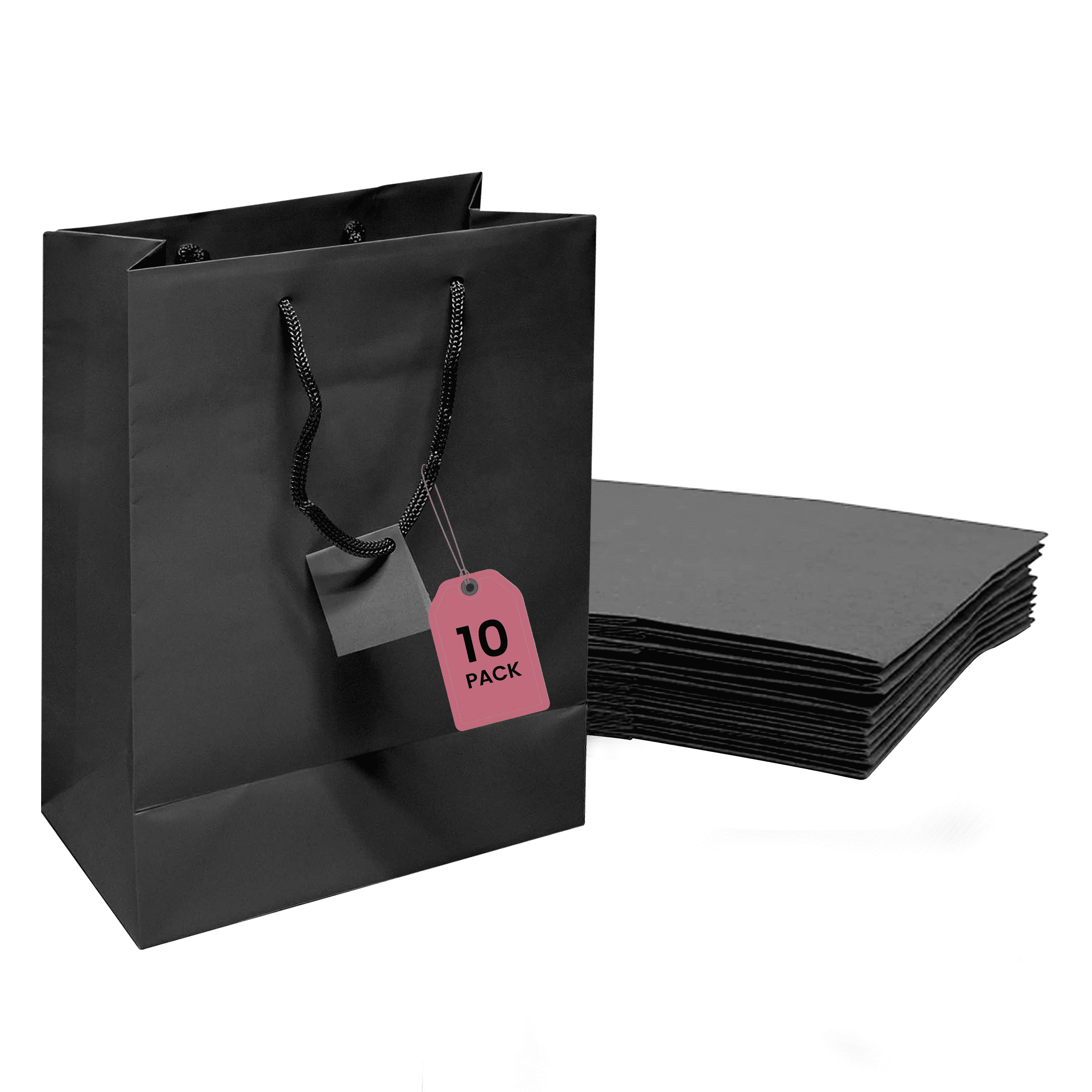Novel Box 10 Pack Black Gift Bags with Handles 8x4x10 Inches - Shopping ...