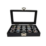 Novel Box Jewelry Display Case 14.75x8.25x2.1 with Metal Clasp + 15 Gems Jars & Black Foam Liner ...