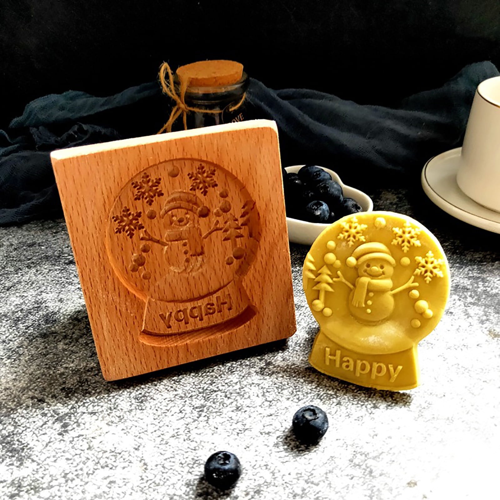 Novel Christmas Carved Model Cutter Wooden Gingerbread Shortbread Model ...