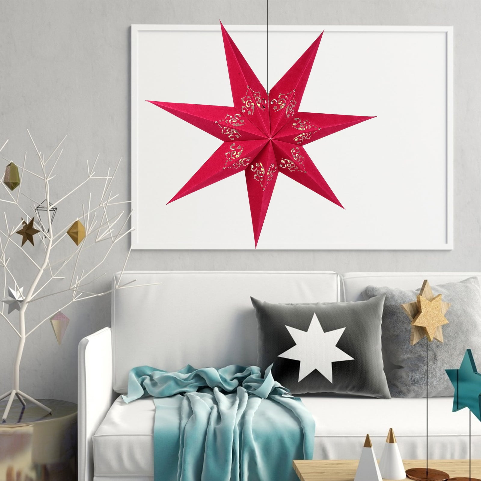 Supvox Red Paper Star Lantern Lampshade for Home Decoration, Foldable ...