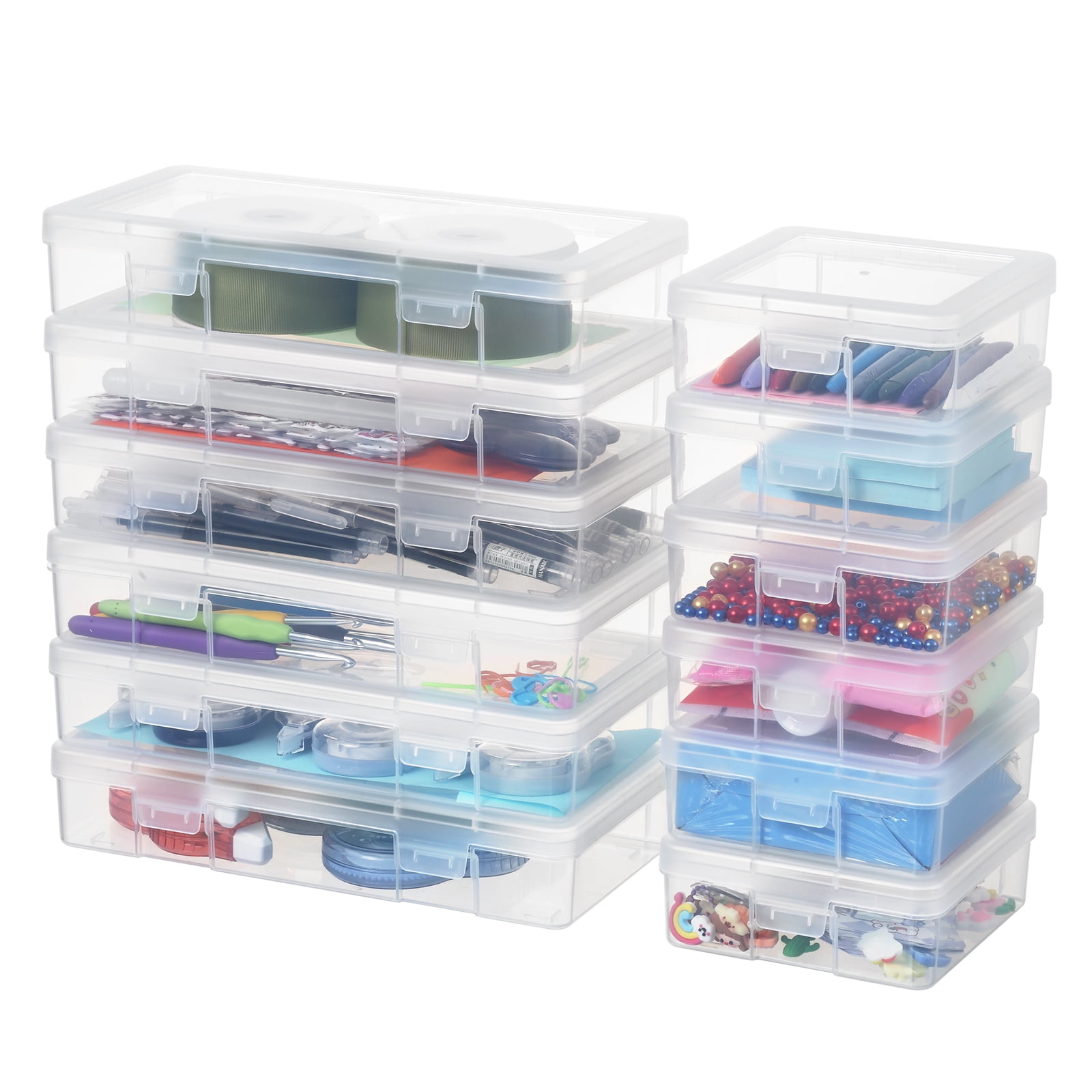 Novelinks 12 Pack Stackable Plastic Storage Box Containers Clear Hobby ...