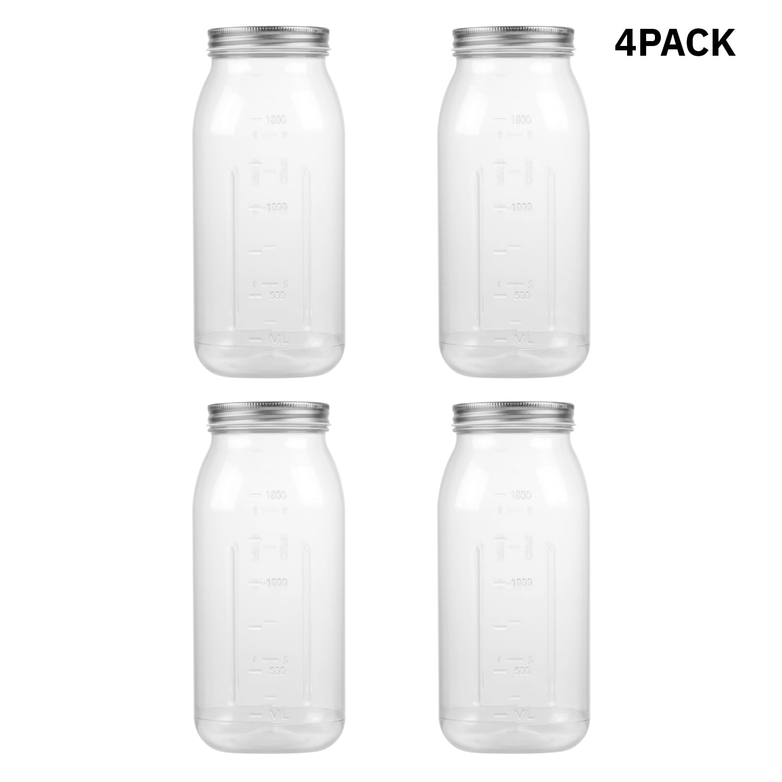 Novelinks 64oz Plastic Jars with Lids 4pk Airtight Food Storage ...