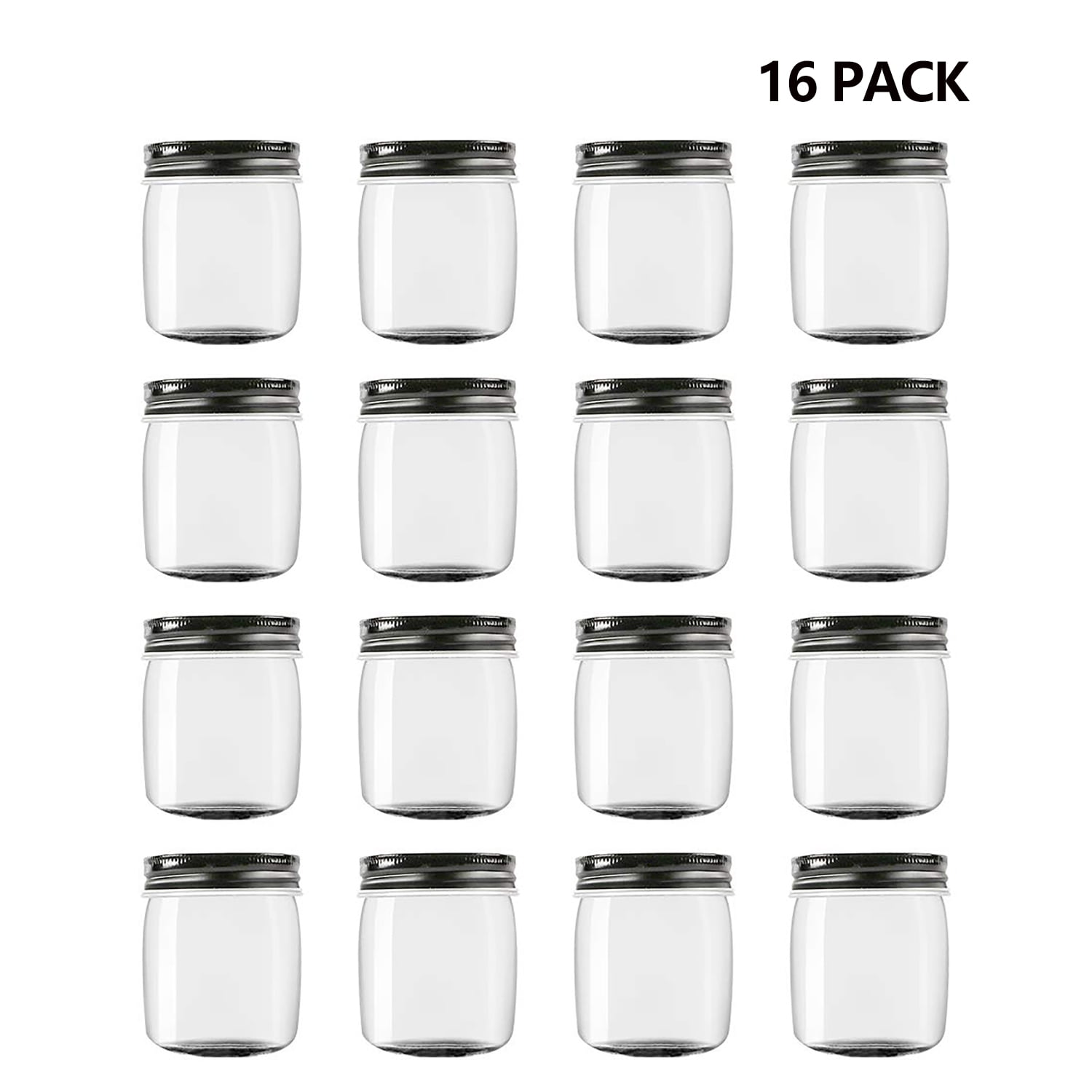 Novelinks 8oz Plastic Jars with Lids 16 Pack Kitchen Storage Containers ...