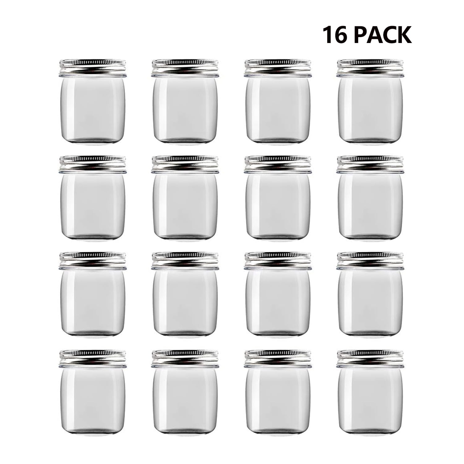 Novelinks 8oz Plastic Jars with Lids 16 Pack Kitchen Storage Containers ...