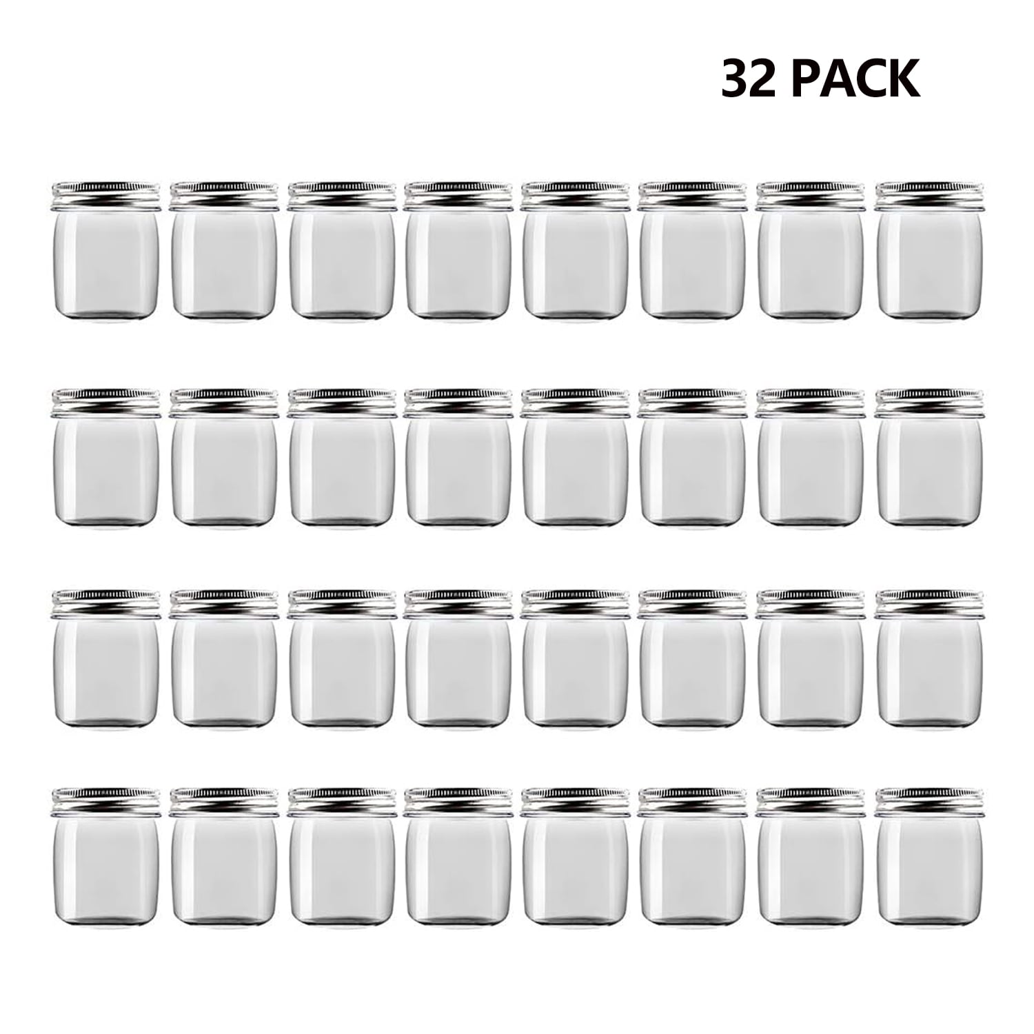 Novelinks 8oz Plastic Jars with Lids 32 Pack Kitchen Storage Containers ...