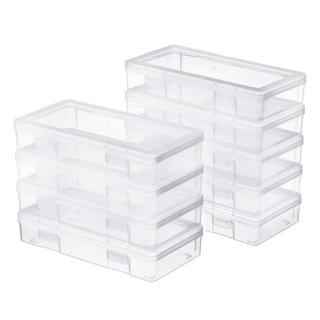 Novelinks 9 Pack Medium Stackable Plastic Storage Box Containers Clear Hobby Art Craft Organizer ...
