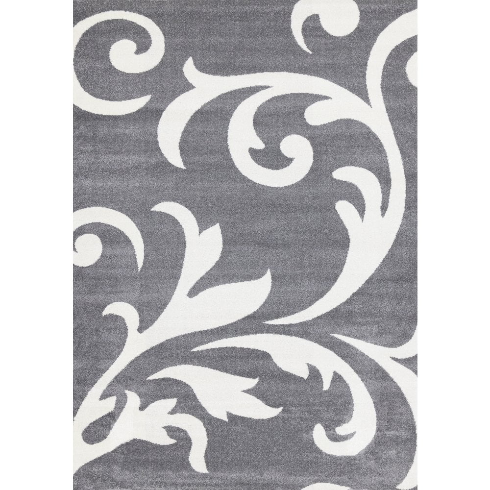 Novelle Home Claremont Grey White Classic Swirl Area Rug, 5' x 8 ...