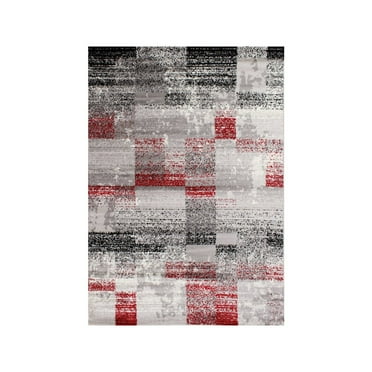 Contemporary Tile Plush Polypropylene Indoor Runner Rug, 5' x 8 ...