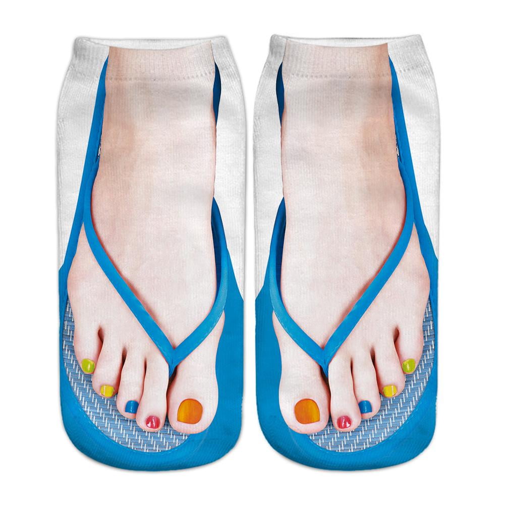 Manicure Print Socks Flip Flop Print Socks 3D Pattern Food Socks Funny ...