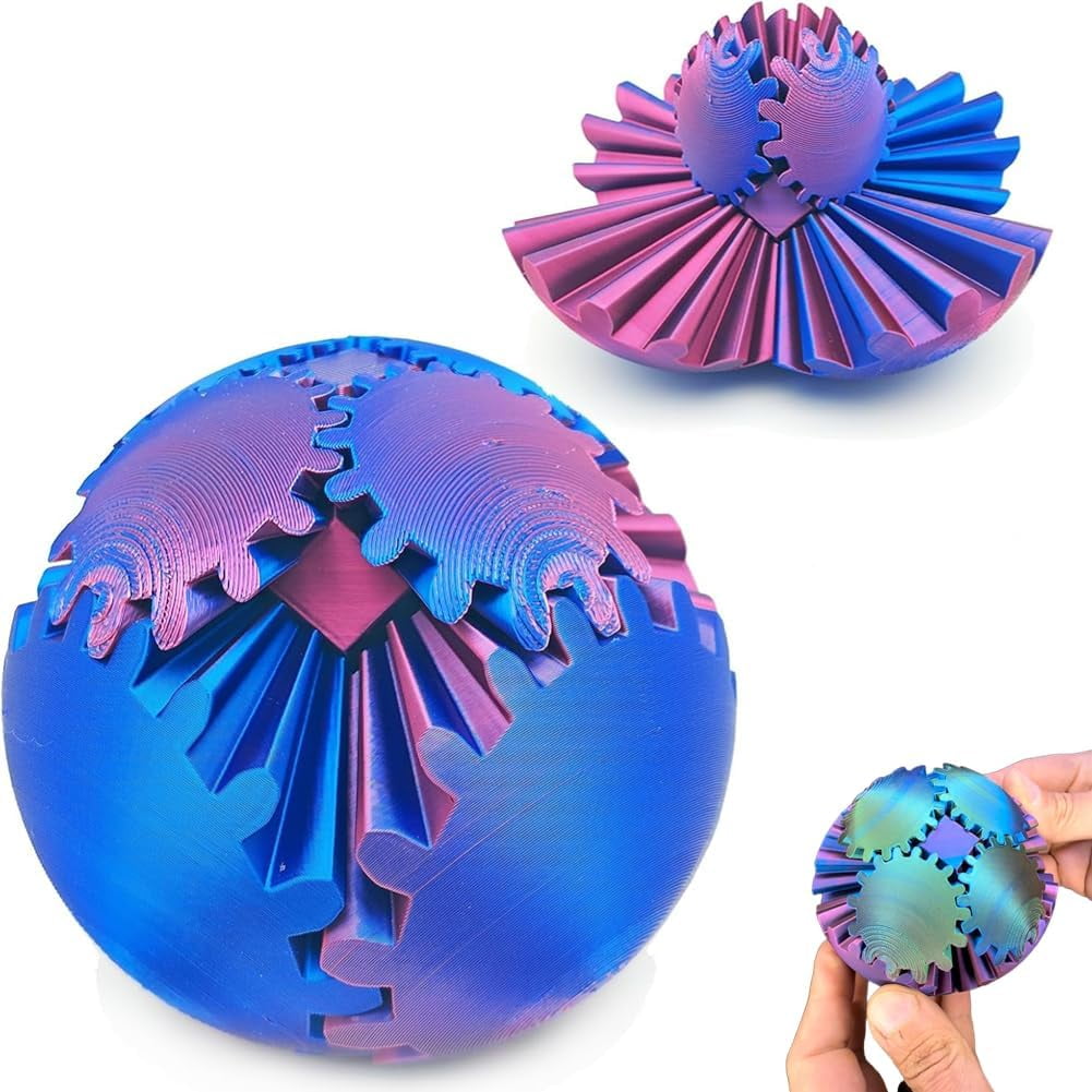 Novelty 3D Printed Gear Spin Ball Fidget Toy, 3D Printed Gear Cube Ball ...