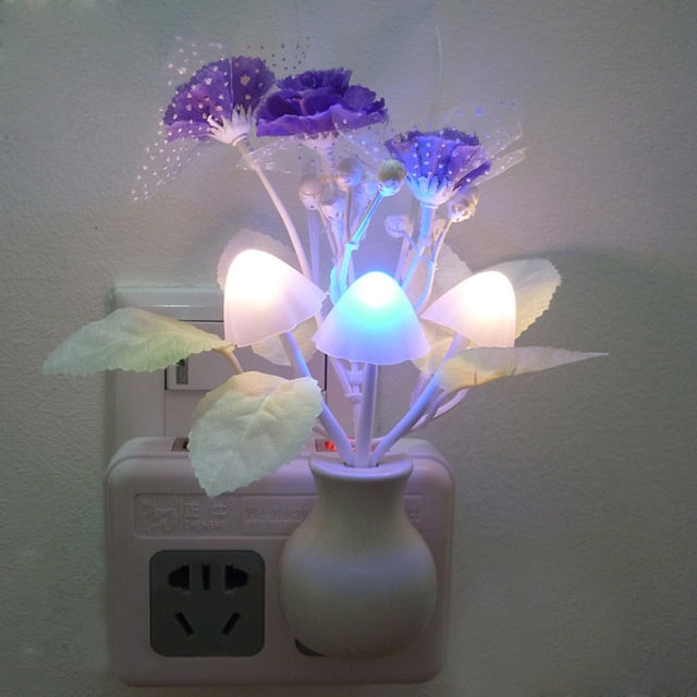 Novelty 7 Color Night Light US Plug Induction Dream Mushroom Fungus ...