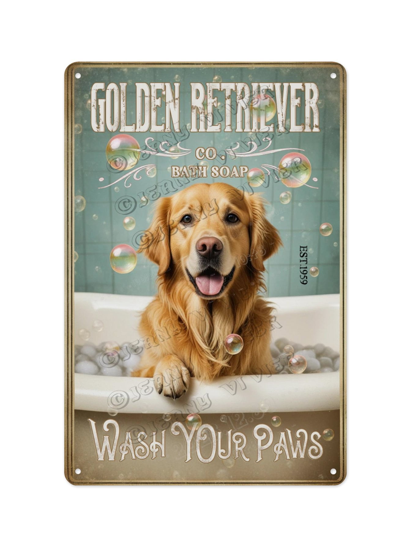 Novelty Aluminum Metal Sign, 8 x 12 Inches, Golden Retriever Wash Your ...