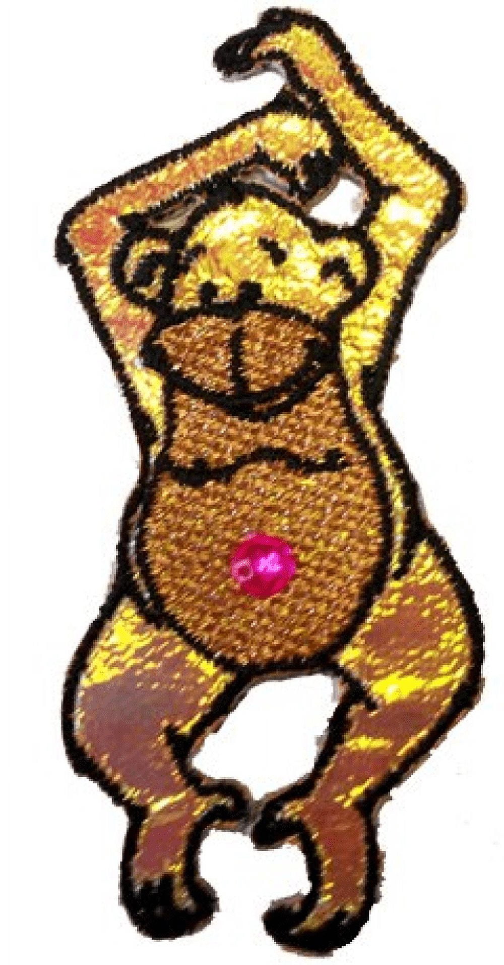Novelty Animal Iron On Patch - Iridescent Dancing Monkey w/ Crystal ...