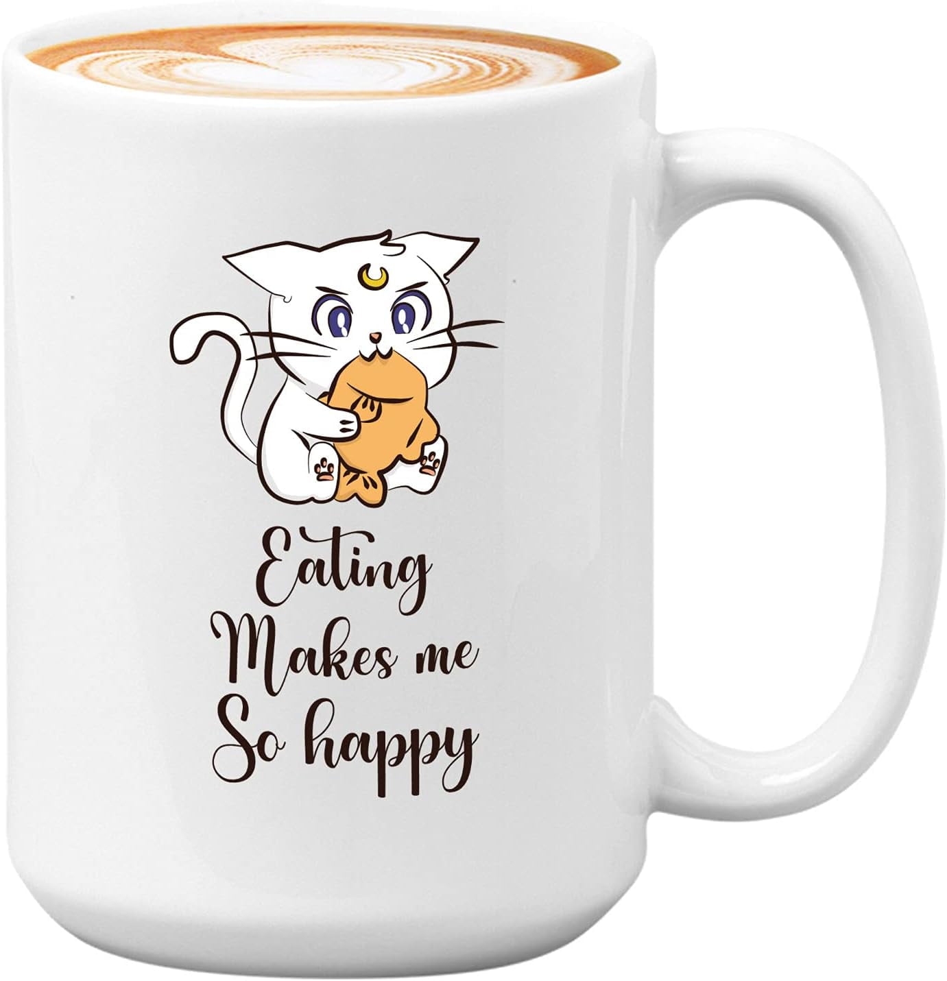 Novelty Animation Coffee Mug - Eating Makes Me So Happy - Illustartion ...