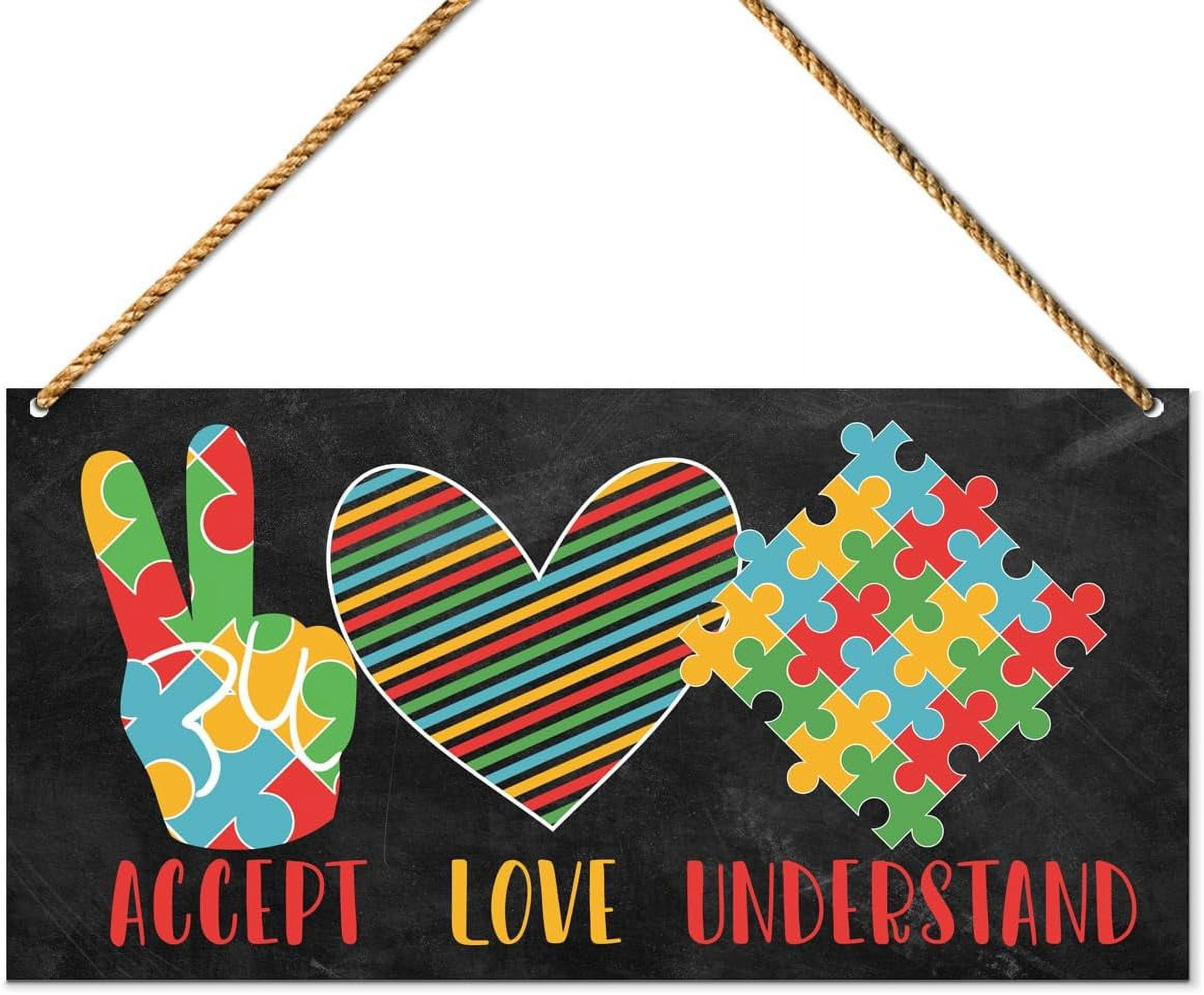 Novelty Autism Awareness Wood Sign Autism Awareness Sign Wall Decor for ...