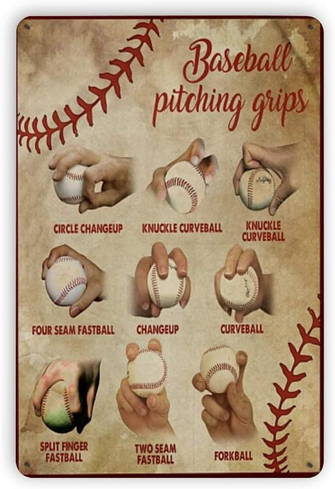 Novelty Baseball Pitching Grips And Baseball Skills Tin Signs Vintage ...