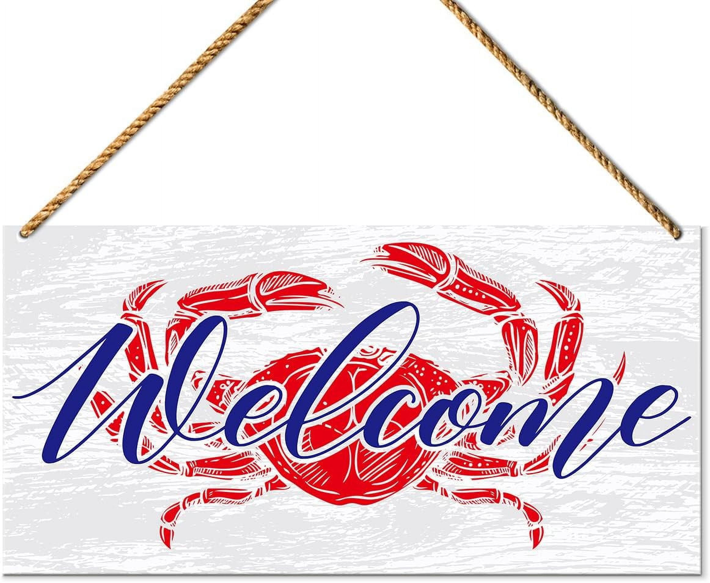 Novelty Beach Wood Sign Beach Crab Welcome Sign Decor for Beach House ...
