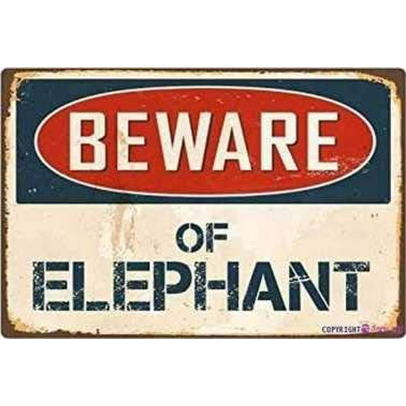Novelty Beware of Elephant Sign Exterior Outdoor & Indoor Home Cave ...