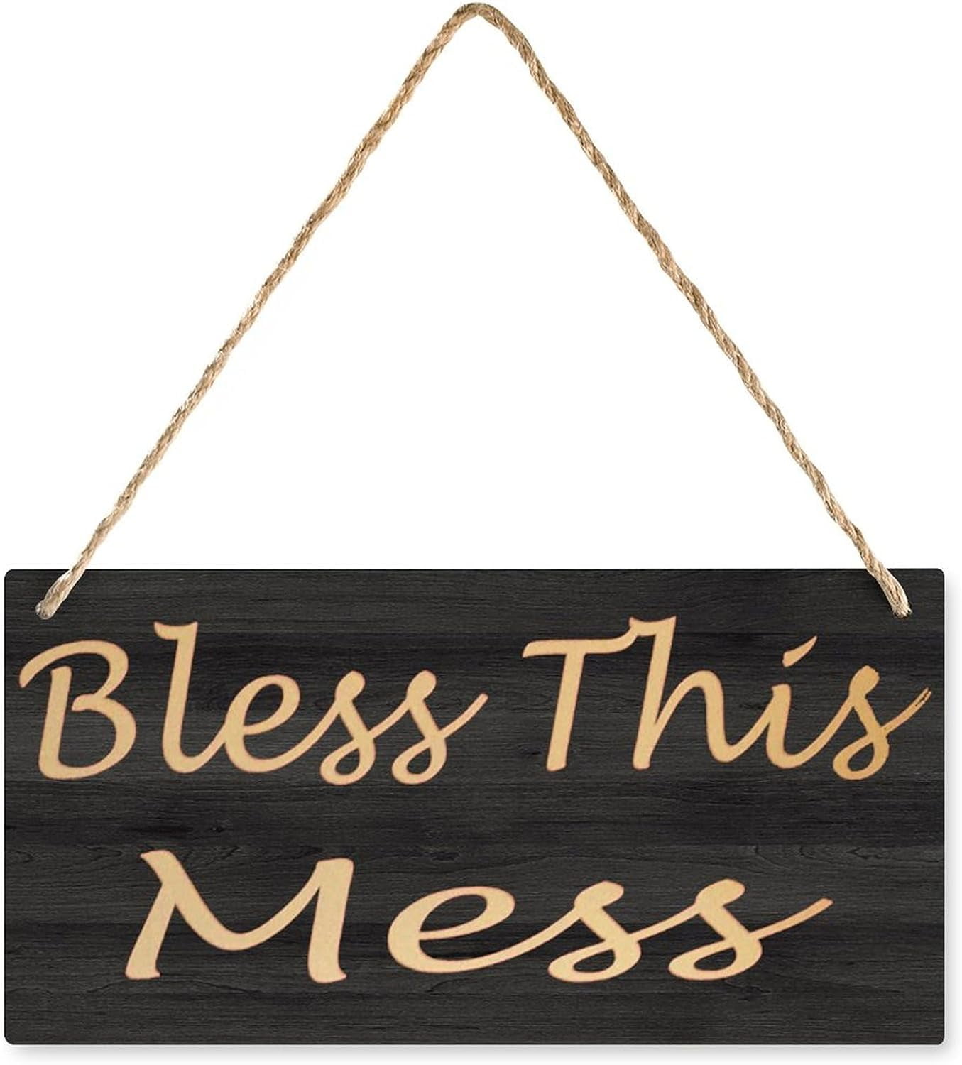 Novelty Bless This Mess Wood Sign Door Decorations Rustic Fall Welcome ...