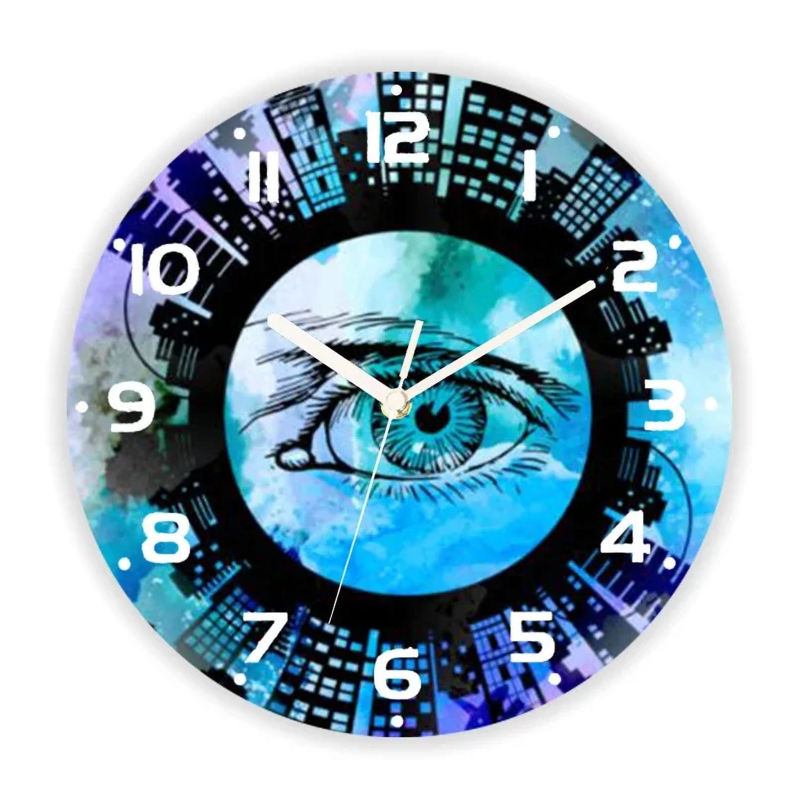 Novelty Blue Eyes Green Iris Eyeball Decorative Wall Clock Large ...