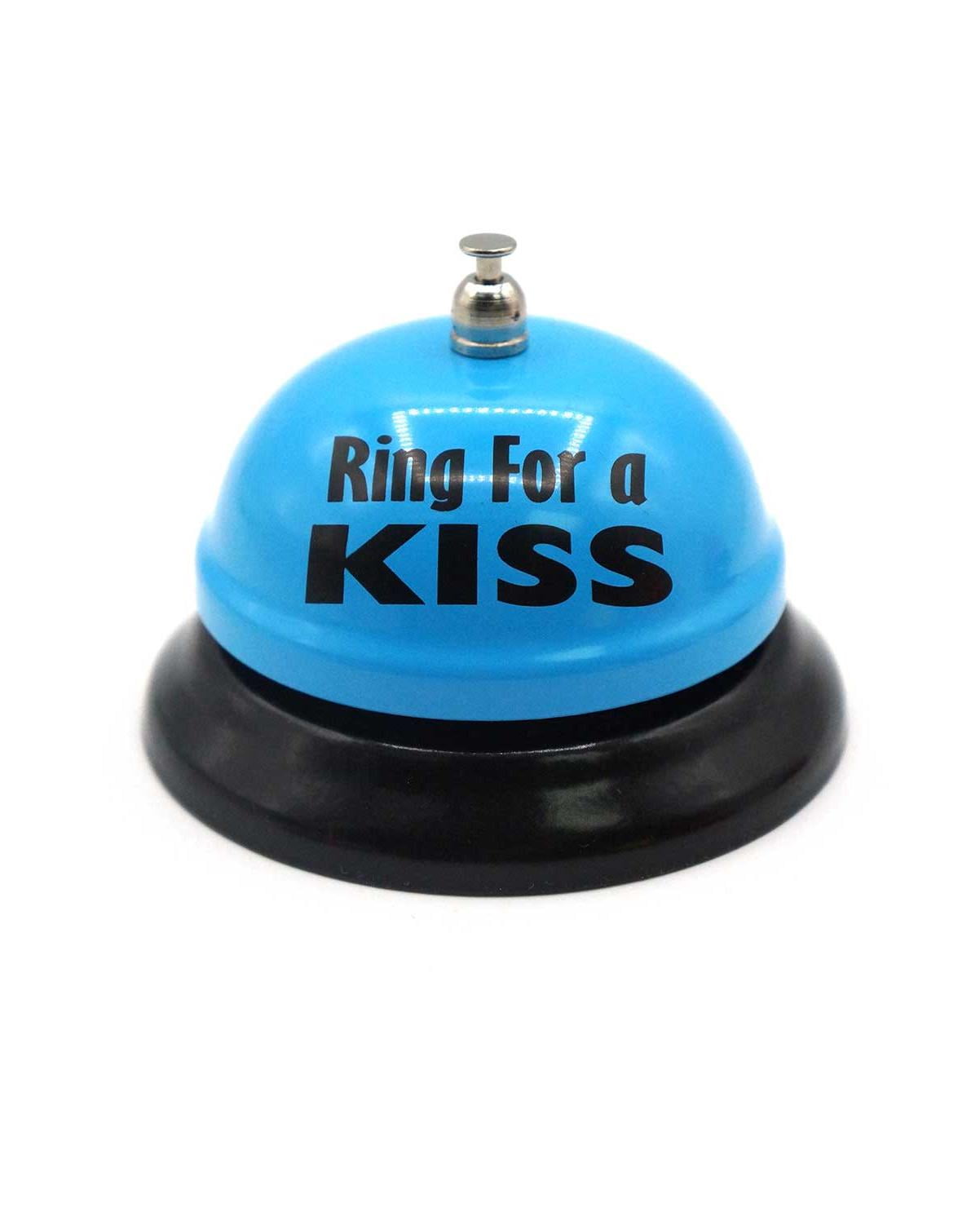 Novelty Blue Ring Bell Ring for a Kiss Desk Bell Call Bell Party ...