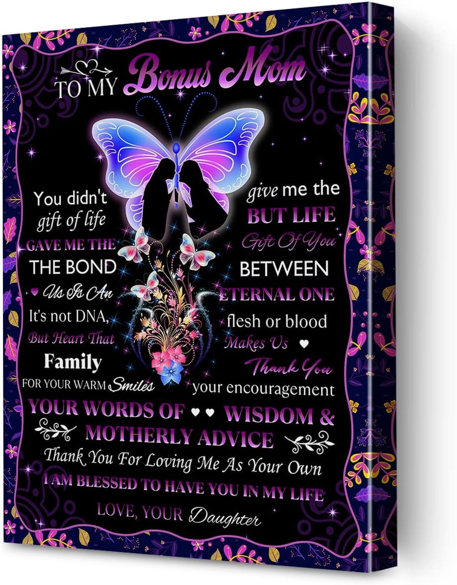 Novelty Bonus Mom Gift to My Bonus Mom Framed Canvas Wall Art ...