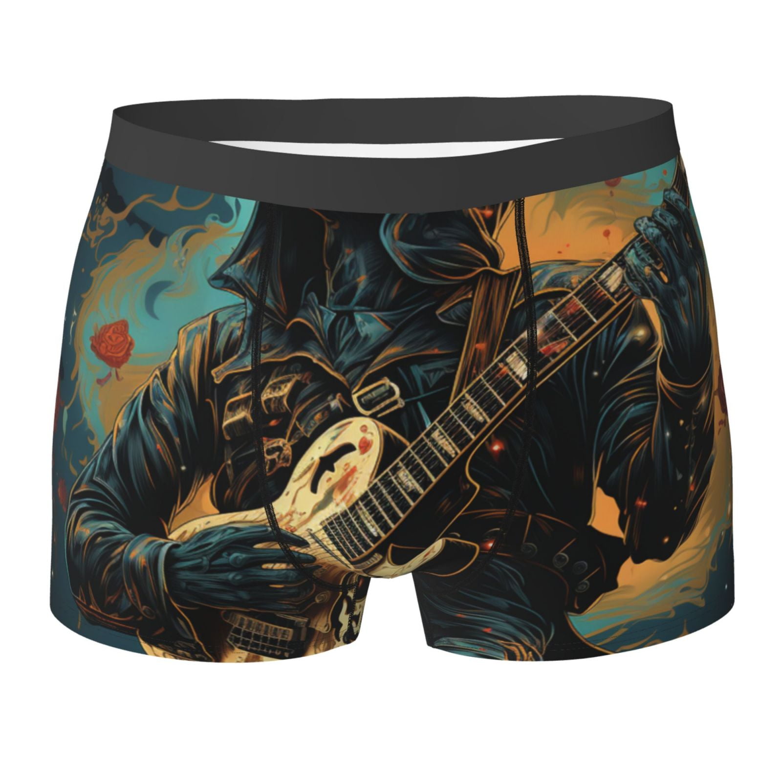 Novelty Boxer Briefs Stretchy Underwear Comfort for Men, Skull Playing ...