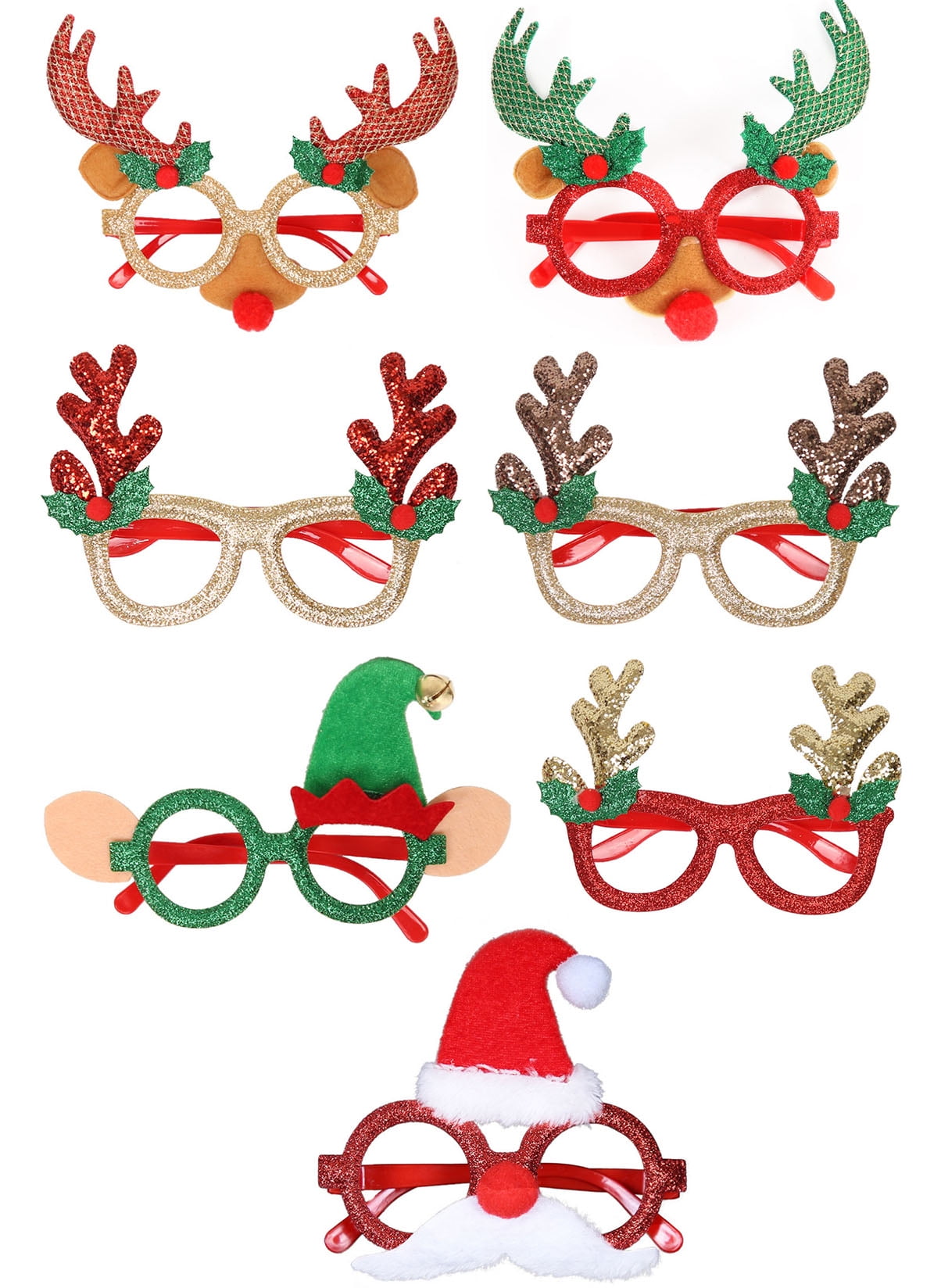 Novelty Christmas Glasses Frame Glitter Christmas Party Glasses with ...