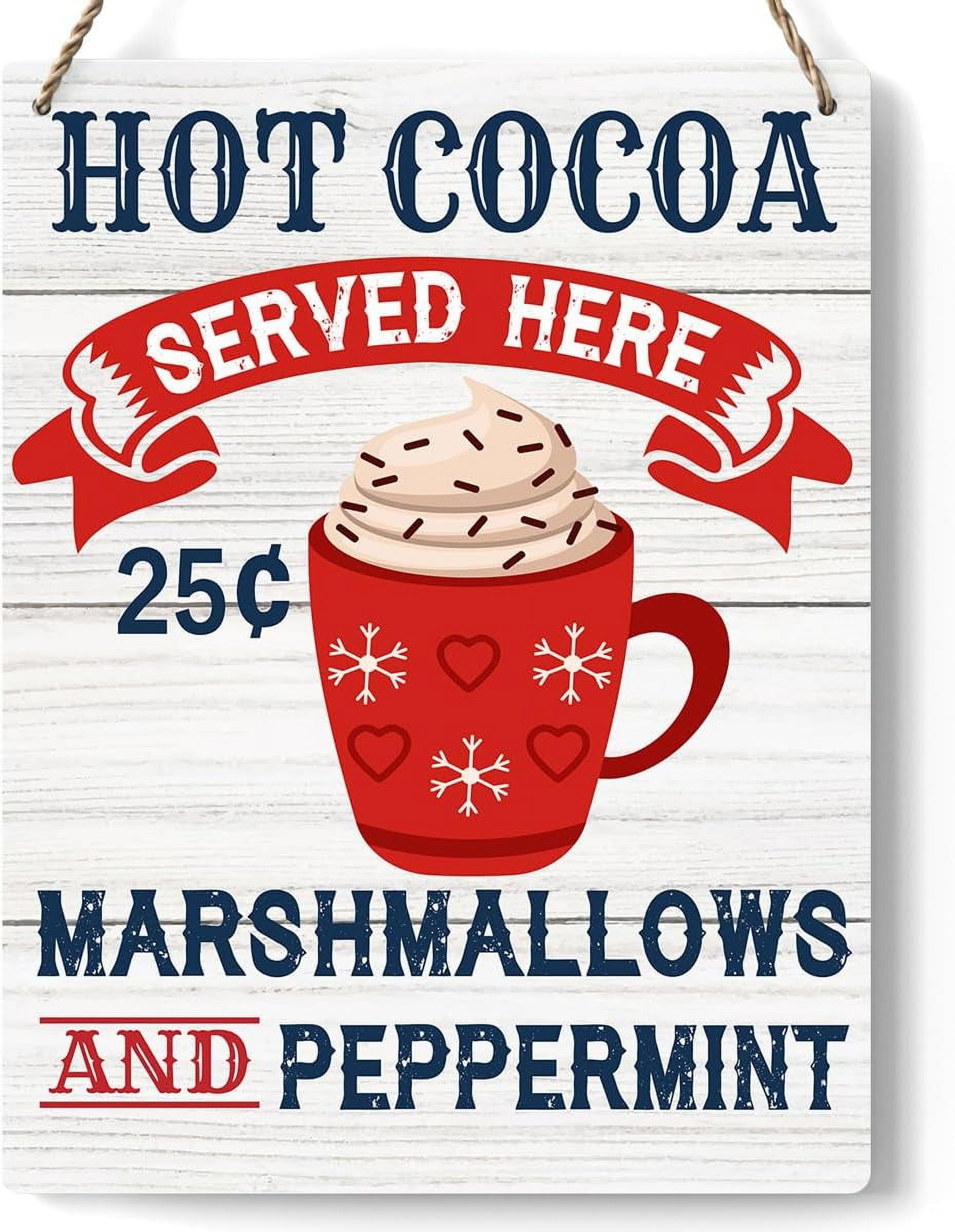 Novelty Christmas Vibes Decorations Wood Sign Hot Cocoa Served Here ...