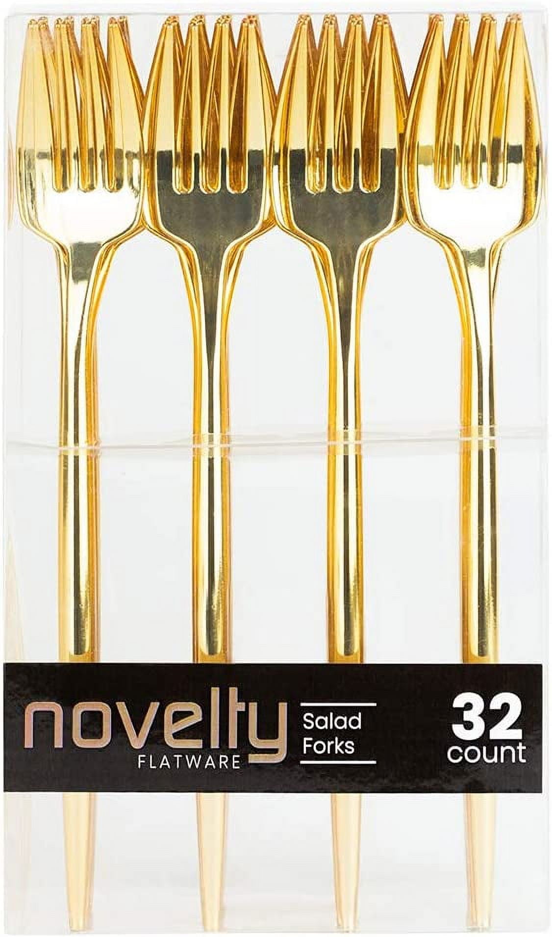 Novelty Collection Gold Looks Like Real Plastic Salad Forks 32ct ...