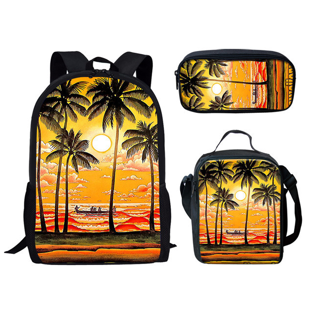 Novelty Cool Hawaii Island Scenery 3D Print 3pcs/Set pupil Bags Laptop ...
