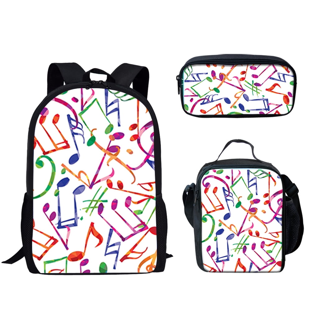 Novelty Cool Music Notes 3D Print 3pcs/Set pupil Bags Laptop Daypack ...