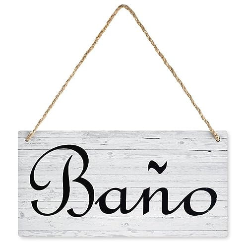 Novelty Decor Hanging Sign Bano Wood Spanish Restroom Bathroom Sign ...