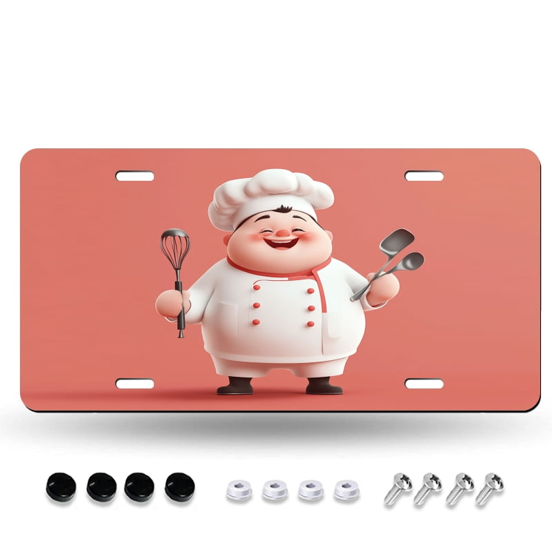 Novelty Decorative License Plate – 3D Cartoon Chef with Cooking ...