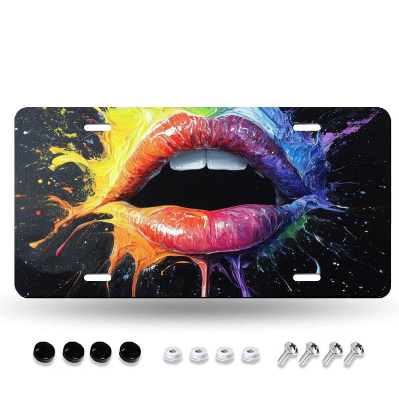 Novelty Decorative License Plate – A Dynamic Image of Lips with ...