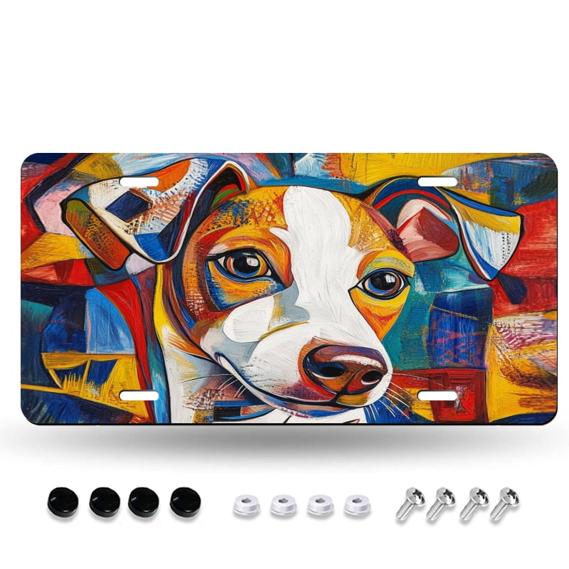 Novelty Decorative License Plate – Abstract Portrait of a Dog with ...
