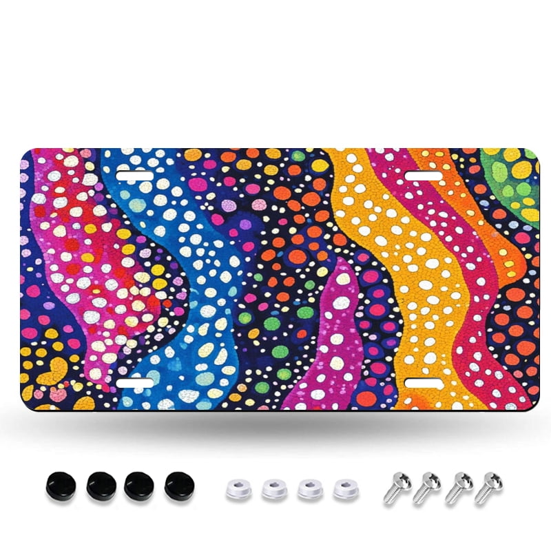 Novelty Decorative License Plate – Abstract Wave and Dot Pattern on ...