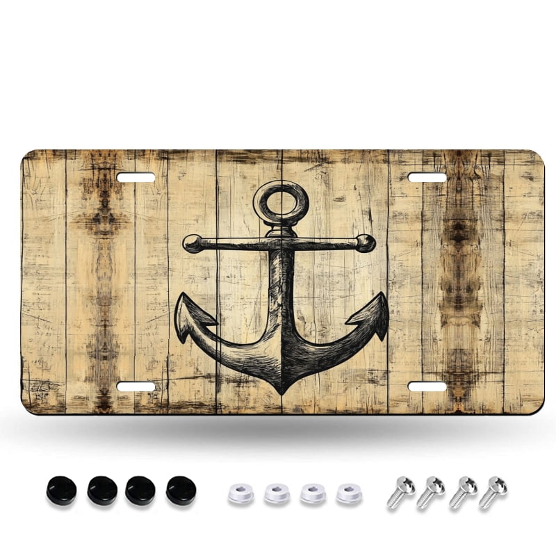 Novelty Decorative License Plate – Anchor on a Distressed Wood ...