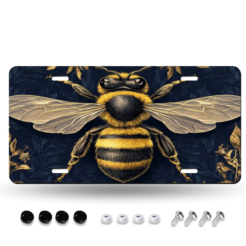 Novelty Decorative License Plate – Bee Surrounded by Golden Leaves ...