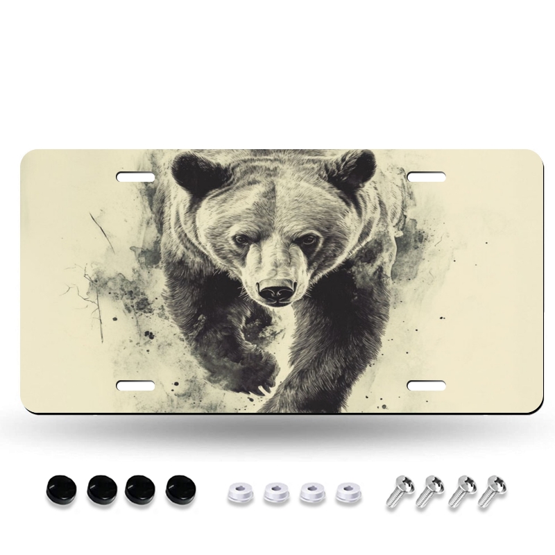 Novelty Decorative License Plate – Black - and - White Ink Painting of ...