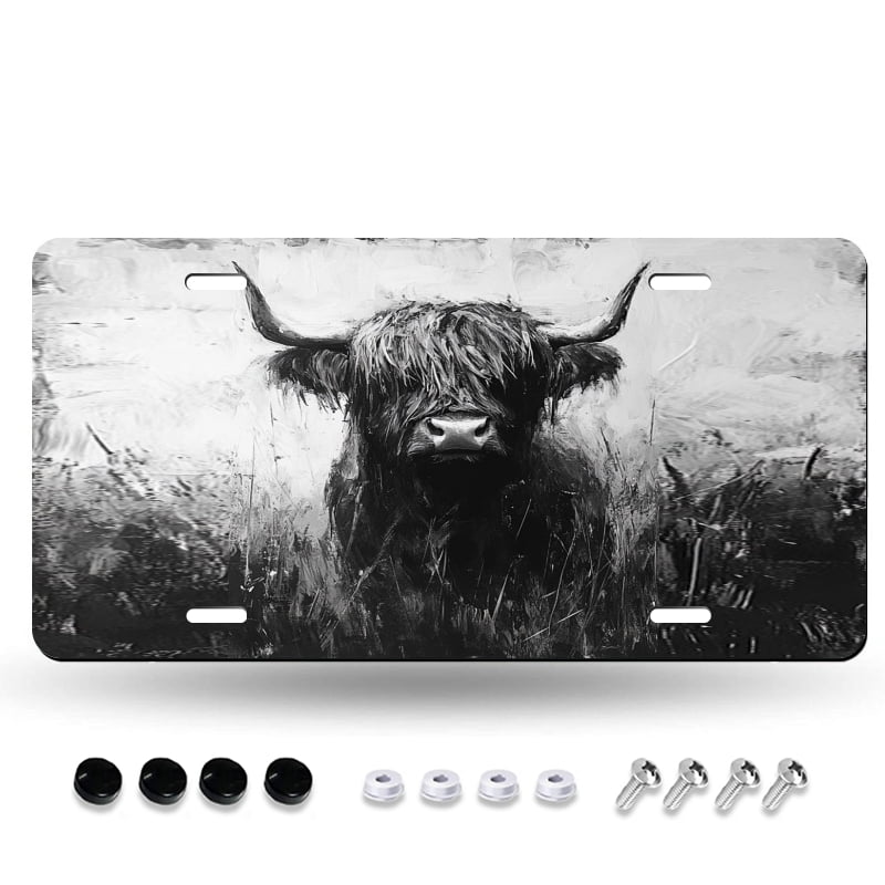 Novelty Decorative License Plate – Black - and - white Oil Painting of ...