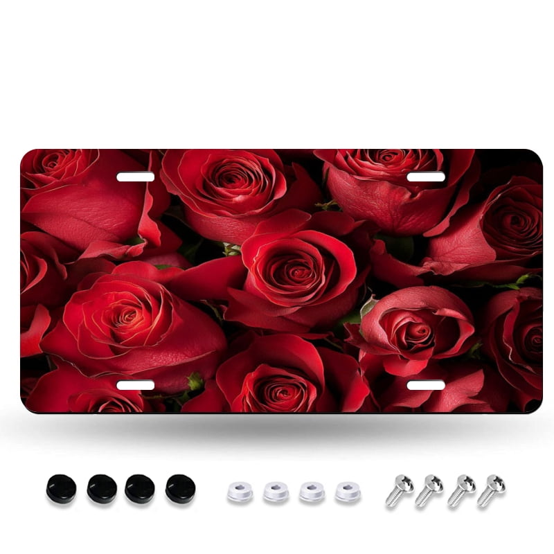 Novelty Decorative License Plate – Bunch of Luxurious Red Roses in Full ...