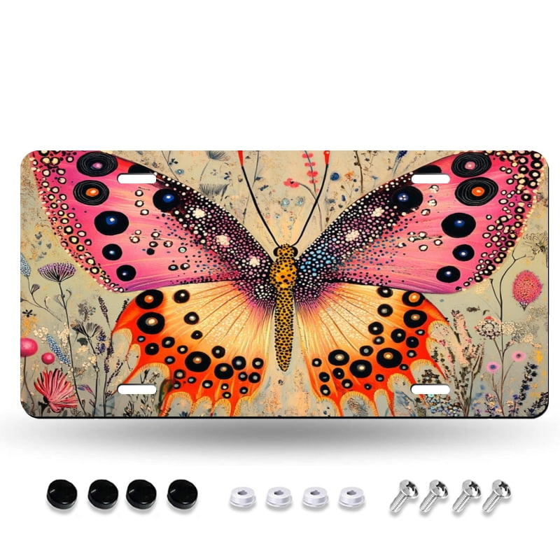 Novelty Decorative License Plate – Butterfly's Elegance in a Garden of ...