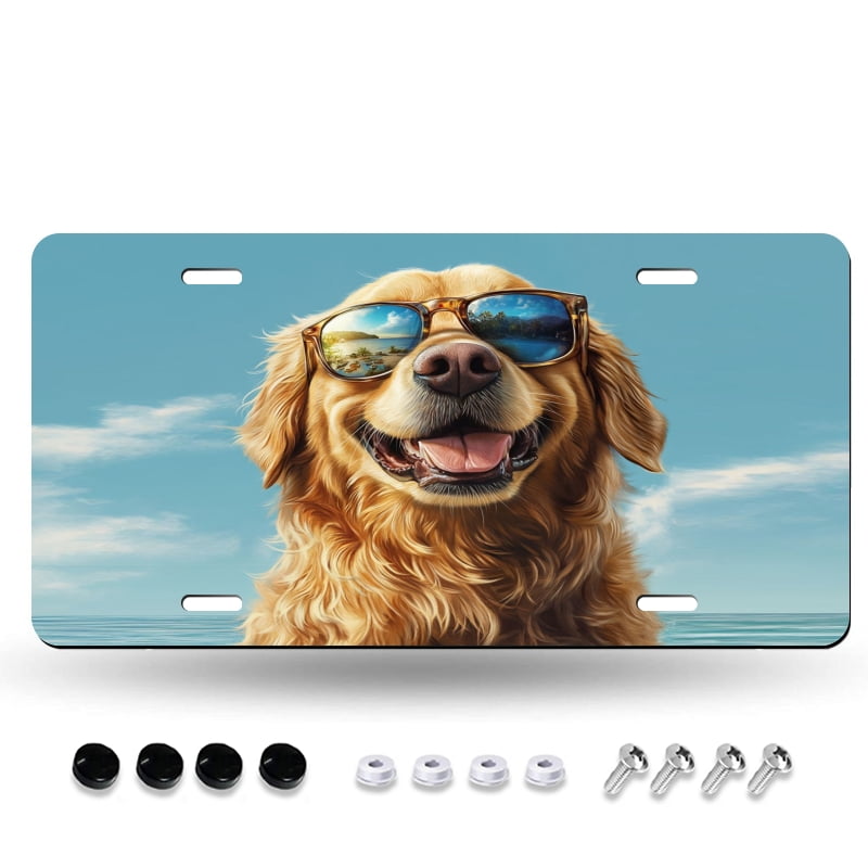 Novelty Decorative License Plate – Chic Appeal of Dog with Reflective ...