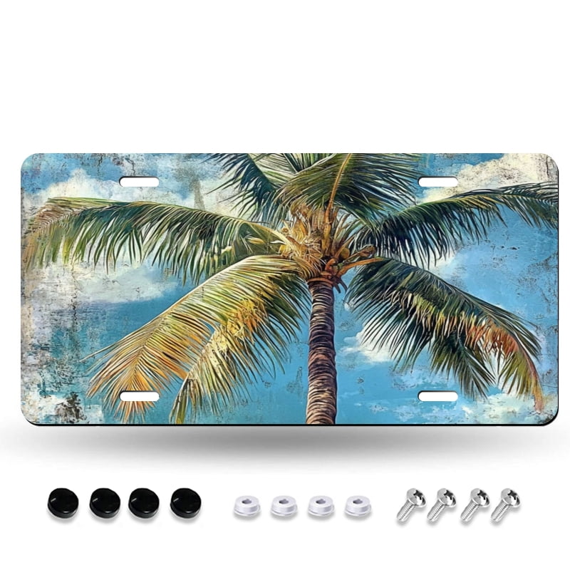 Novelty Decorative License Plate – Coconut Tree against a Blue - sky ...