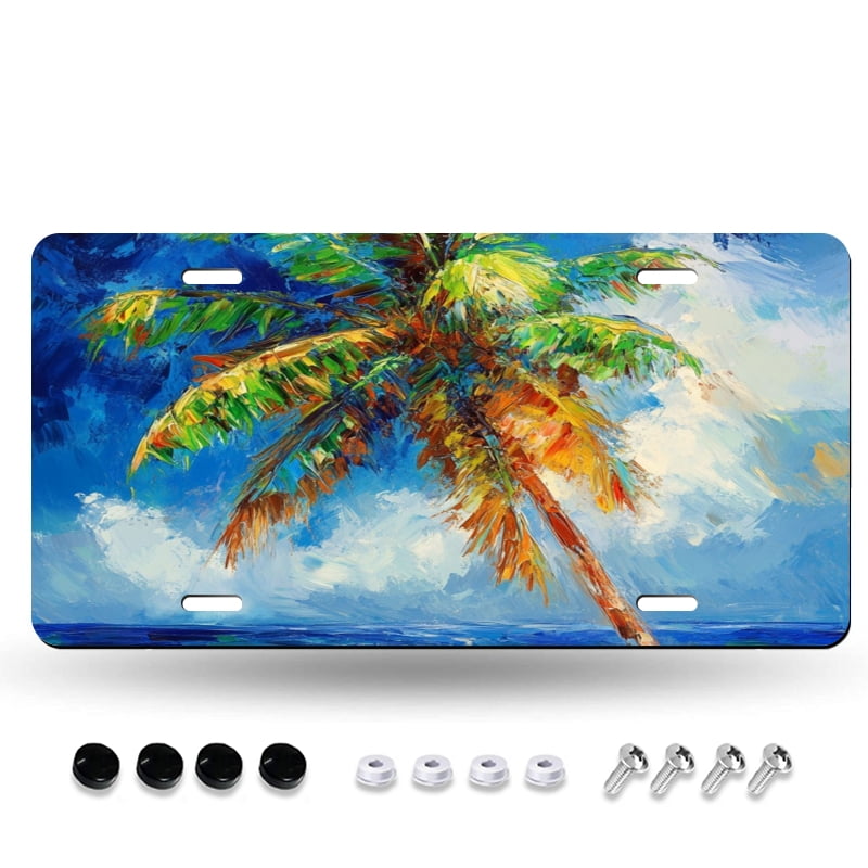 Novelty Decorative License Plate – Coconut Tree in a Color rich ...
