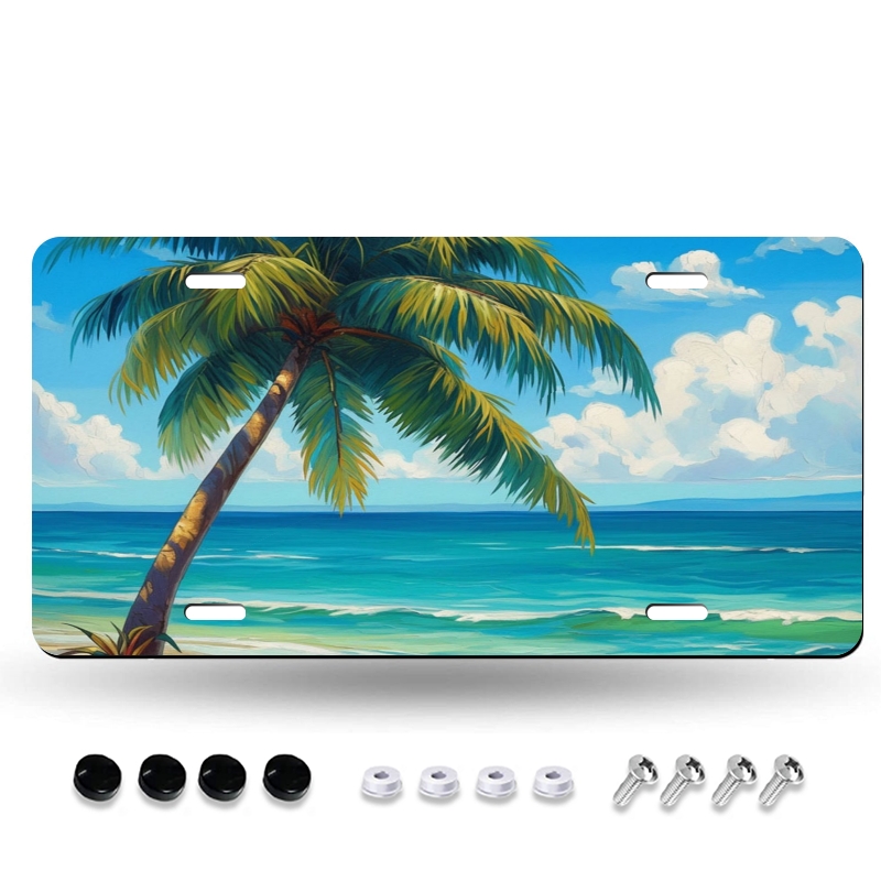 Novelty Decorative License Plate – Coconut Tree in a Seaside - themed ...