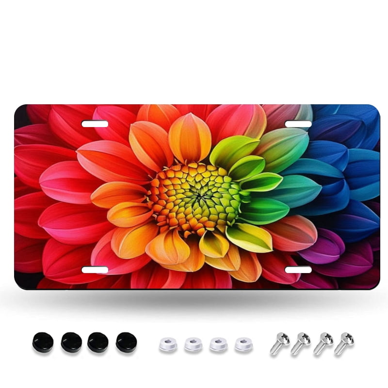 Novelty Decorative License Plate – Color - rainbow - themed Floral ...