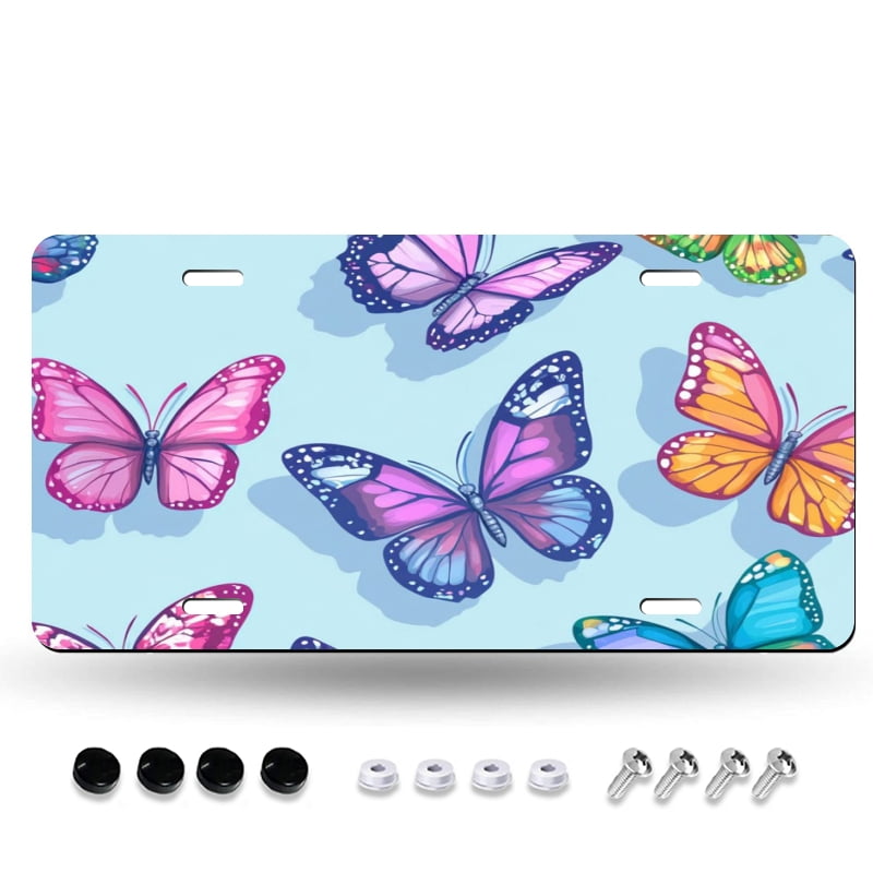 Novelty Decorative License Plate – Colorful Array of Butterflies in ...